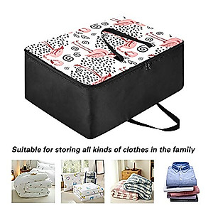 MCHIVER Quilt Storage Bag Clothing Organizer - Flamingo Pattern Under Bed Storage Bins Bedroom Storage Clear Window & Carry Handles Great for Under Bed Storage