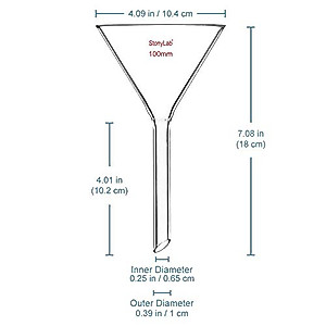 stonylab 1-Pack Glass Funnel, Heavy Wall Borosilicate Glass Funnel, 100mm Diameter and 100mm Stem Length