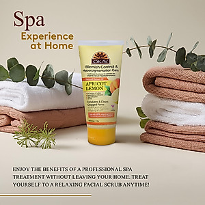 Apricot Facial Scrub for Blemish Control Removes Dirt and Oil leaves Skin Freshly Cleansed,Moisturized&Energized Helps Clear Blemishes,Minimize Pores,Leaves Skin Smooth Alcohol,Sulfate,Paraben Free Made in USA 6oz