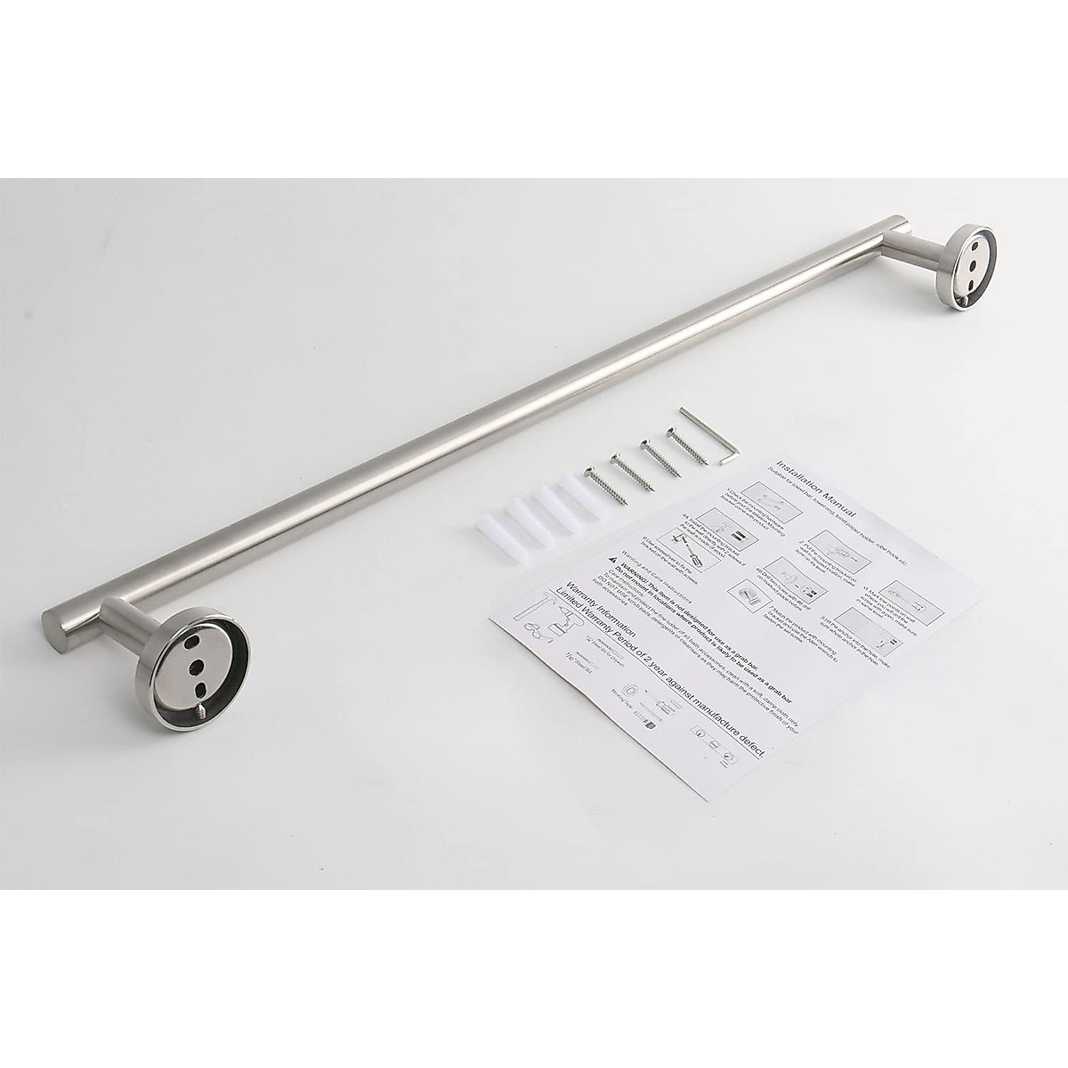 TocTen Bath Towel Bar - Thicken SUS304 Stainless Steel Bathroom Towel Holder, Towel Rod for Bathroom Heavy Duty Wall Mounted Towel Rack Hanger (24IN, Brushed Nickel)