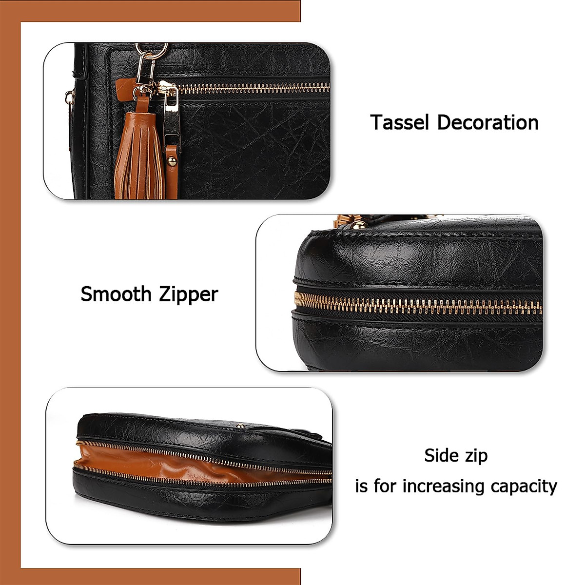 Crossbody Bags for Women Small Pu Leather Over the Shoulder Purses and Flap Cross Body Handbags with Multi Pockets