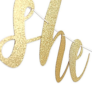 She Said Yes Golden banner - Golden Glitter Wedding Decorations, Proposal Bridal Party Shower Decoration, Miss to Mrs banner Ladies Photo Booth Props, Bridal Shower Decorations, Girl Banner Decoration Supplies