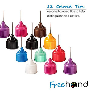 Precision Tip Applicator Bottle Four 1 Oz. Bottles and 12 Tips for Multi-Purpose Use