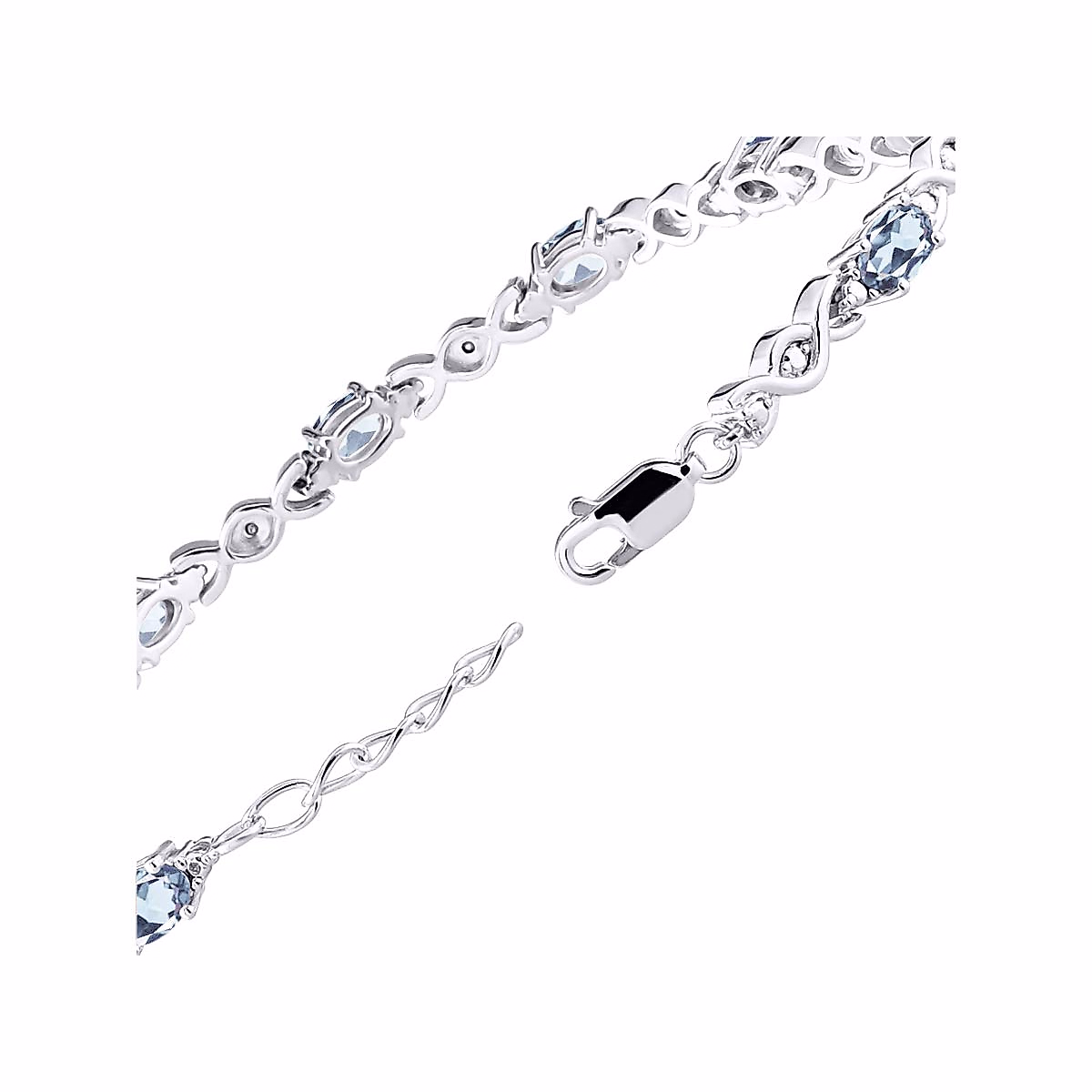 Rylos Bracelets for Women 925 Sterling Silver XOXO Hugs & Kisses Tennis Bracelet Gemstone & Diamonds Adjustable to Fit 7"-8" Wrist, 10-6X4MM Aquamarine Jewelry for Women Friendship