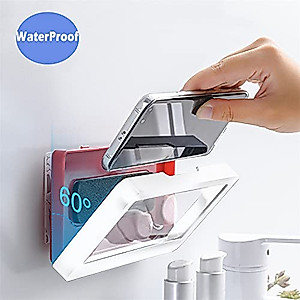 WALNUTA Bathroom Toilet Mobile Phone Holder Box Wall Mounted Bracket 6 Inch Phone Storage Case Waterproof Shower Watching Holder