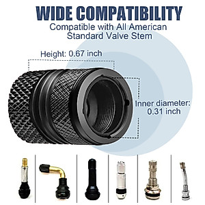 Tire Valve Stem Caps for Car Tires Air Caps Cover 8 Pack Corrosion Resistant Premium Alloy Leak-Proof Universal for SUV Truck Motorcycle Bike Black