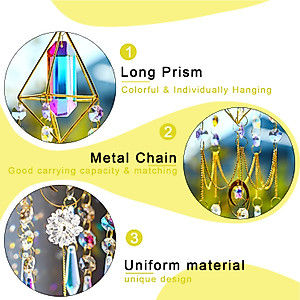 H&D HYALINE & DORA Crystal Prisms Suncatcher Window Hanging Pendant Glass Prisms Decor Wind Chime Rainbow Sun Catcher for Home Garden Porch