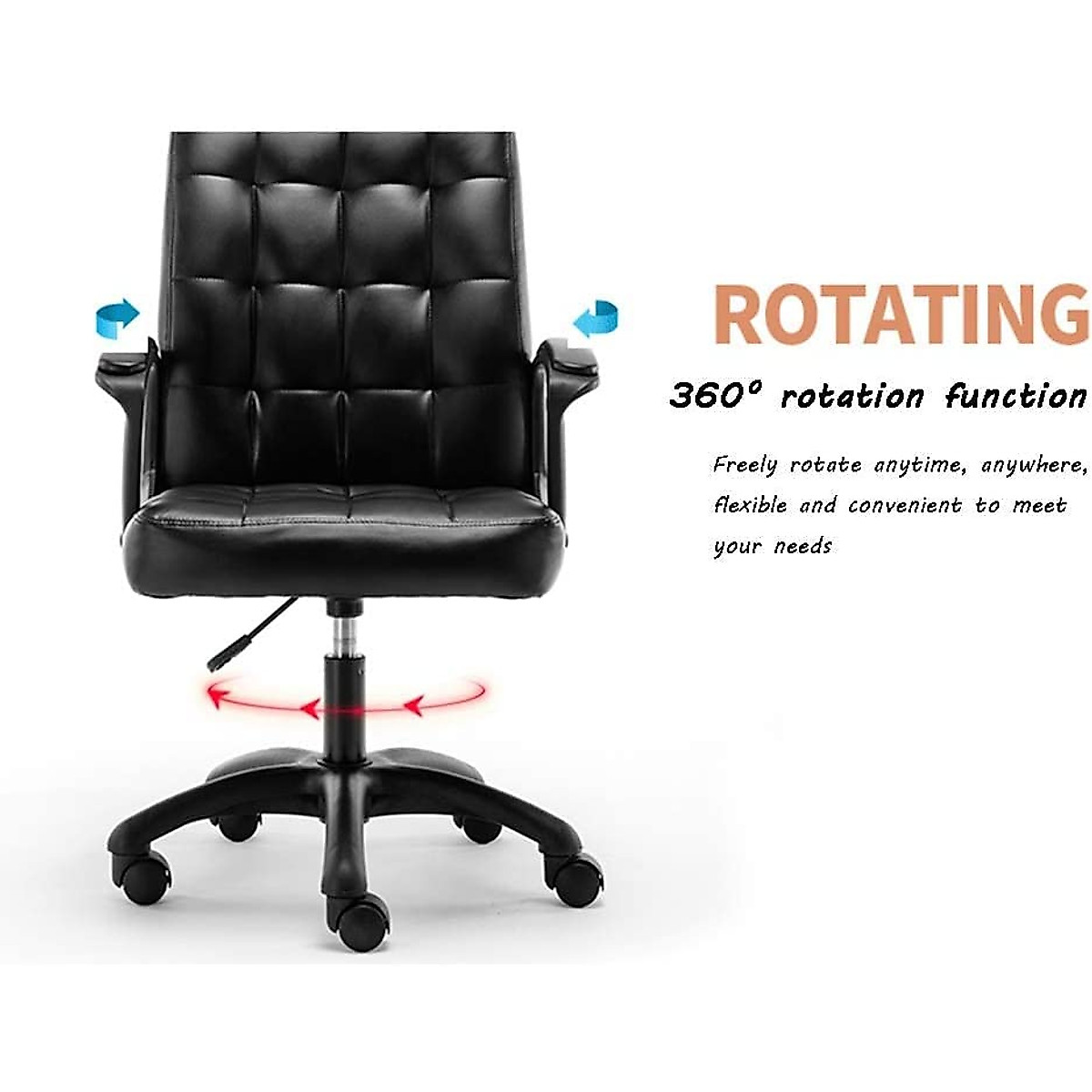 SHAWLA Chairs Mid-Back Flannel Adjustable Computer Office Desk Chair Lifting Study Chair (Color:Black)