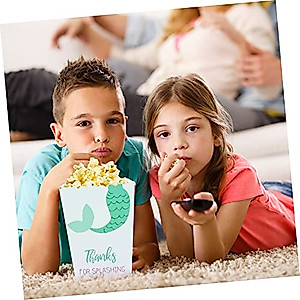 Didiseaon 96 Pcs Popcorn Box Food Containers Disposable Mini Popcorn Boxes Disposable Containers Small Popcorn Boxes Birthday Party Popcorn Boxes Mermaid Popcorn Boxes Baking Wrap Boxes
