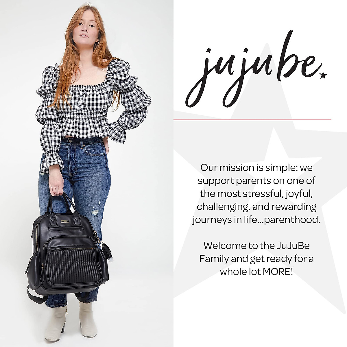 JuJuBe | Million Pockets Vegan Leather Diaper Bag Backpack - Large Travel Backpack for Women | Black Catwalk