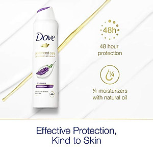 Dove Advanced Care Antiperspirant Deodorant Dry Spray 48 Hours of Sweat and Odor Protection Lavender Fresh Antiperspirant Spray With ¼ Moisturizers and 0% Alcohol, 3.8 Ounce (Pack of 3)