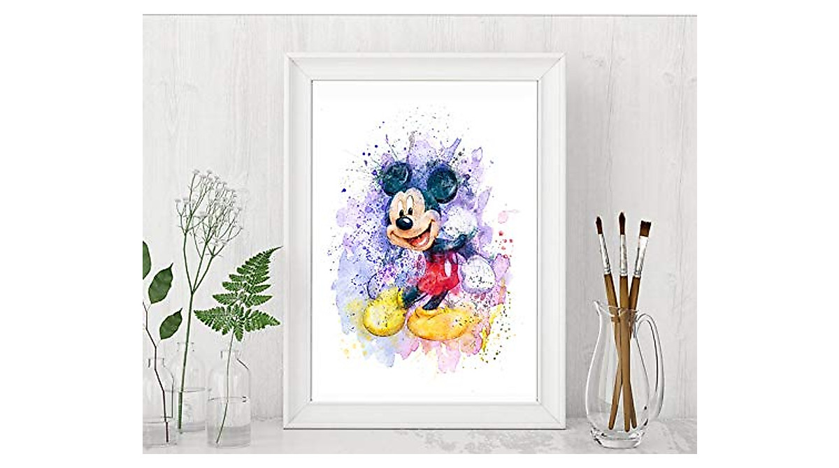 Mickey Mouse Watercolor Prints Set of 8 - Disney Wall Art Decor