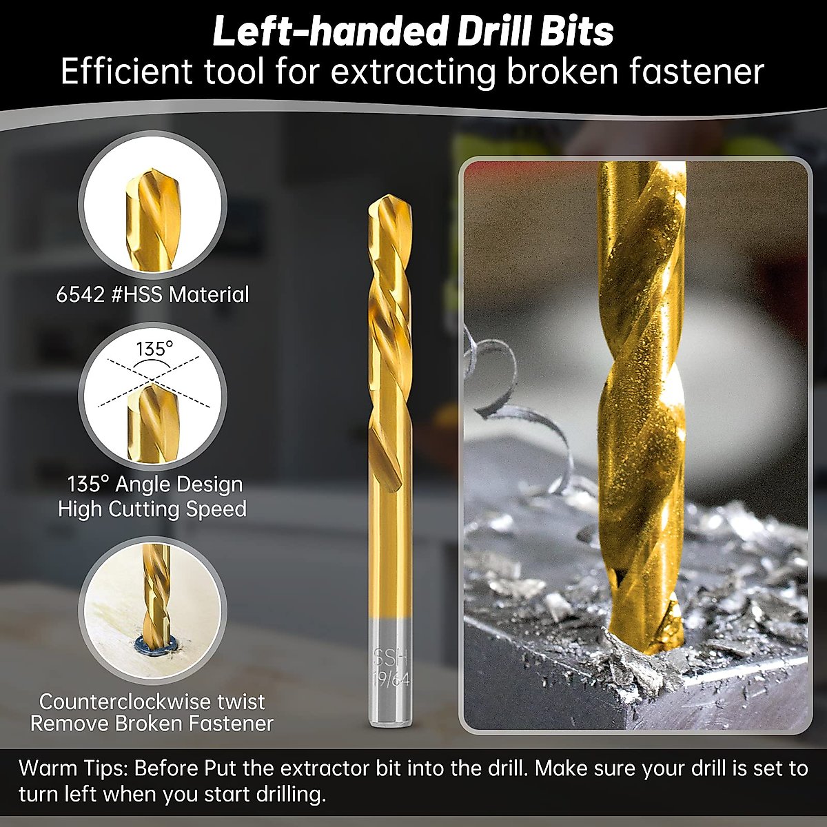 10Pcs Screw Extractor and Left Hand Drill Bits Set,Bolt Extractor Screw Remover Kit Spiral Reverse Bits for Easily Remove Stripped Studs and Bolts(Updated)