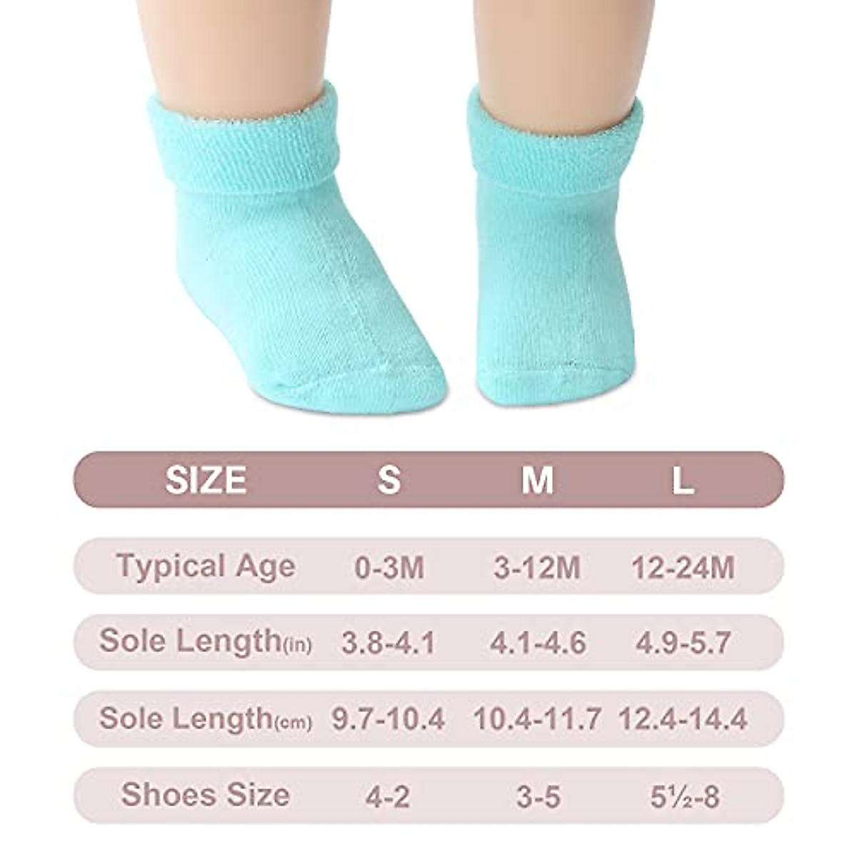 JAKIDAR 6 Pairs Baby Socks Thick Warm Socks for Infant Newborn Cotton Sock Shoes, Pink White Blue 0-3M