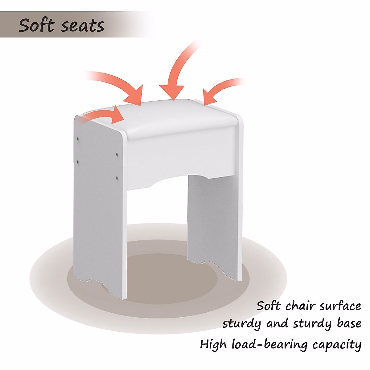 MOUMON Vanity Desk Vanity Mirror Makeup Desk with Lights, Vanity Desk with Mirror and Lights, Makeup Vanity with Drawers and Shelves, Crystal Handles, Cushion Stool, White