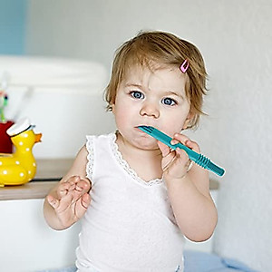 Fu Store Hollow Teether Tube, 6 Pack Chew Straw Toy for Infant Toddlers Silicone Tubes Teething Toys for Babies 3-12 Months BPA Free/Freezable/Dishwasher and Refrigerator Safe