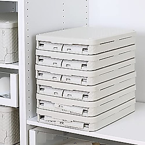 Folding and Stackable Storage Bin with Lid | Organizer Storage Box, 30 Liter, Set of 3, Beige