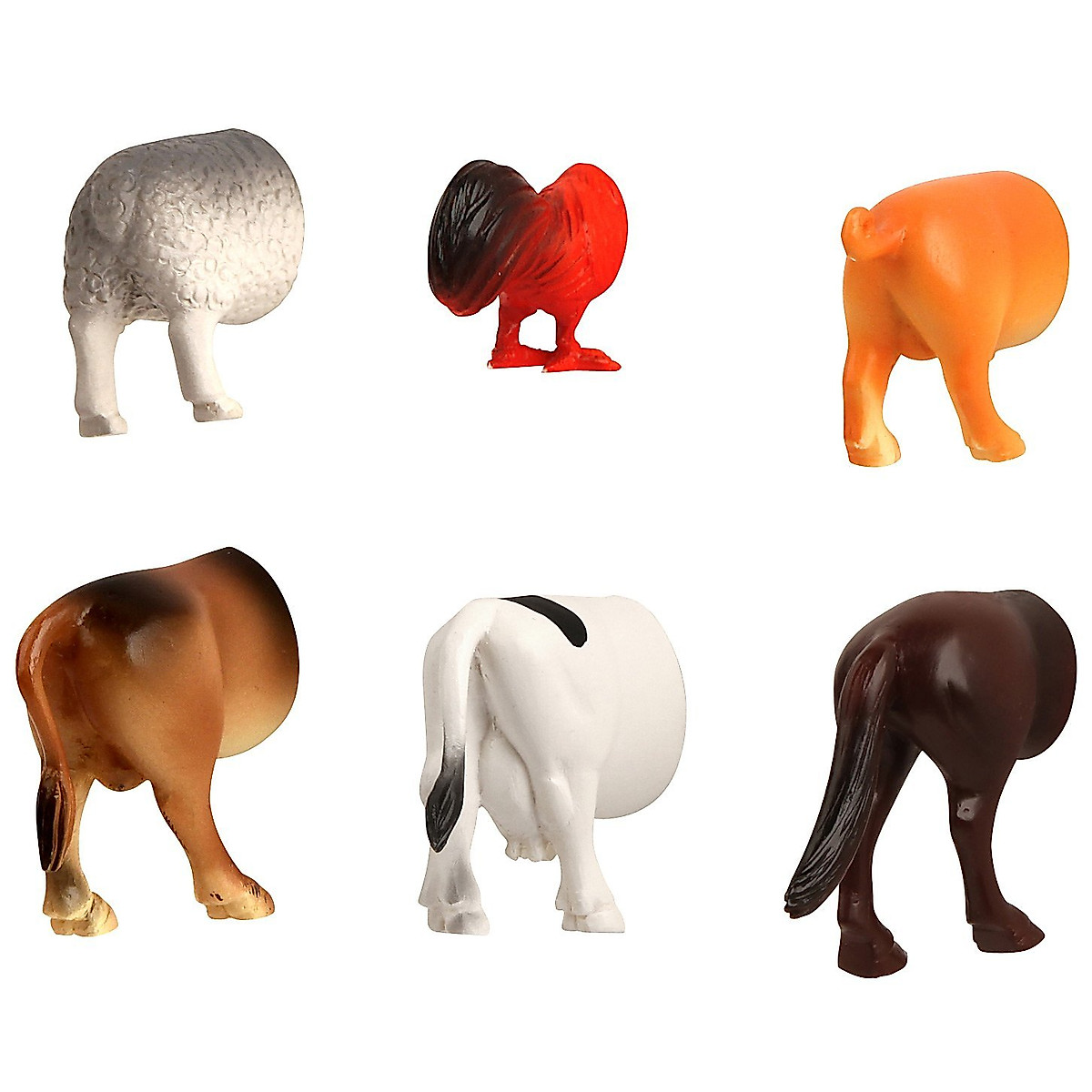 Kikkerland Farm Animal Butt Magnets, Set of 6 (MG26)
