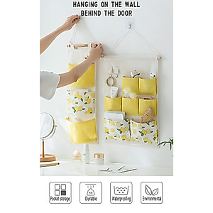 2 Packs Over The Door Storage Pockets,Hanging Storage Bags Organizer Linen Cotton Fabric Wall Door Closet 10 Pockets Home Organizer for Bedroom & Bathroom by AARainbow (Orange, C)