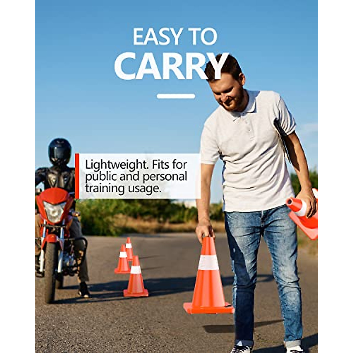 BATTIFE 6Pack 18inch Traffic Safety Cones with Reflective Collars, PVC Orange Construction Cone for Home Road Driveway Parking