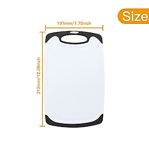 KUFUNG Kitchen Cutting Board - Juice Grooves with Easy-Grip Handles, Non-Porous, Dishwasher Safe (M, Black)