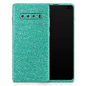 DesignSkinz Sparkling Teal Ultra Metallic Glitter Protective Vinyl Decal Wrap Skin Cover Compatible with The Samsung Galaxy S20 (Screen Trim & Back Glass Skin)