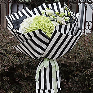 BBJ WRAPS Flower Wrapping Paper Floral Bouquet Wraps for Gift Packaging 20 Sheets 23.6x23.6 Inch (Black)