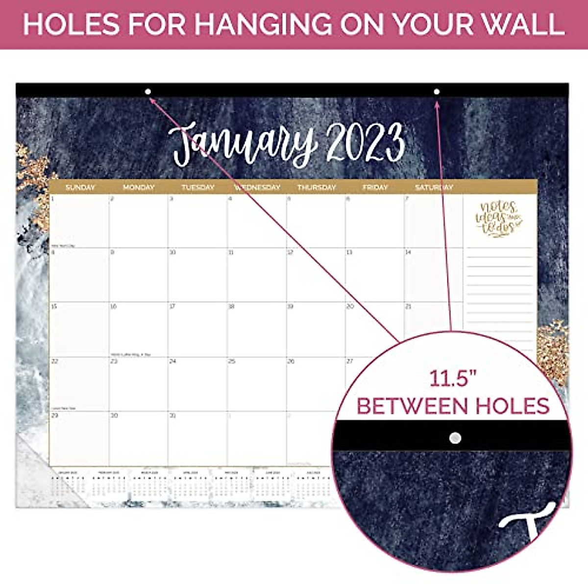 bloom daily planners 2023 Calendar Year Desk/Wall Monthly Calendar Pad (January 2023 - December 2023) - Large 21" x 16" Hanging or Desktop Blotter - Watercolor