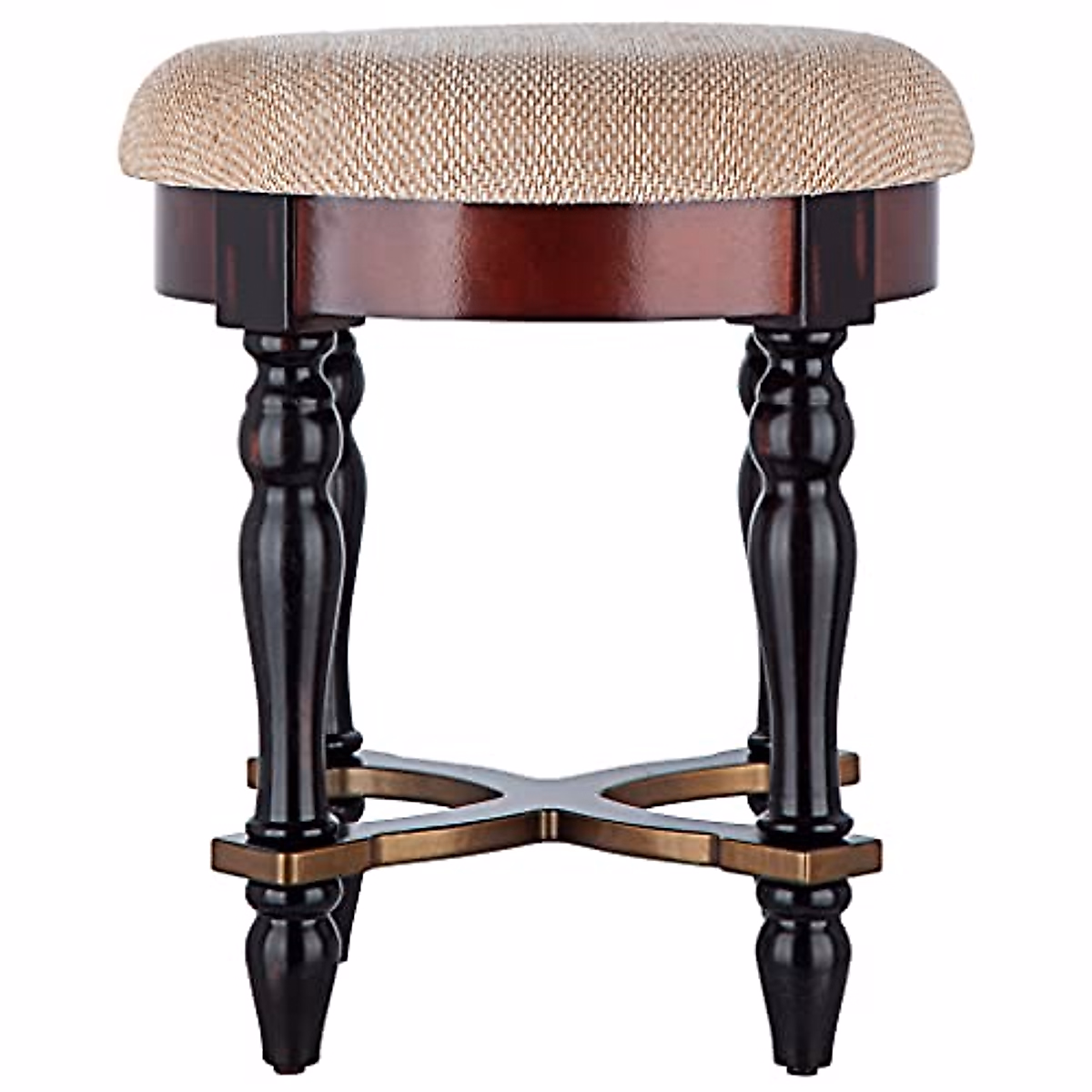 Design Toscano Grand Duchess Vanity Stool, 17 Inch, Walnut