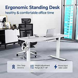 Standing Desk, Height Adjustable Desks with Powerful Motor and Cable Management,electric Sit Stand Desk with Hight Preset Design for Home Office Use 55x24 in White
