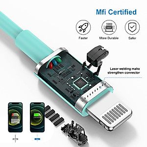 QZIIW iPhone Charger Cable 10 Ft [Apple MFI Certified], 3Pack 10 Feet Long USB to Lightning Cable, Apple Charging Power Cord 10 Foot for iPhone 14 13 12 11 Pro Max Mini XR XS X 9 8 7Plus 6 ipad-Blue