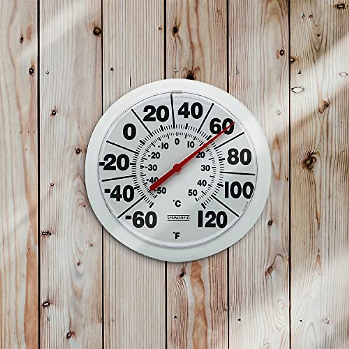 Springfield Indoor Outdoor Big Bold Thermometer, 8.5 Inch, White