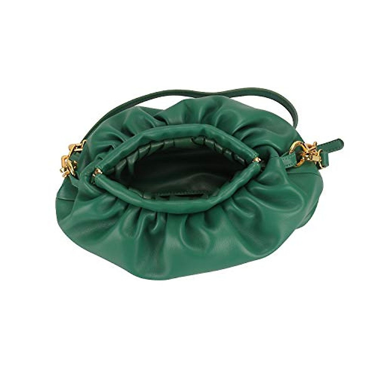Women's Chain Pouch Bag Cloud-Shaped Dumpling Clutch Purse Ruched Fashion Trendy Shoulder Crossbody Handbag Chain Link Bag (Green)