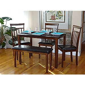 Wickerix Dining Set of 4 Dining Kitchen Side Warm Chairs with Padded Seat Contemporary Style Solid Wood in Dark Walnut Finish