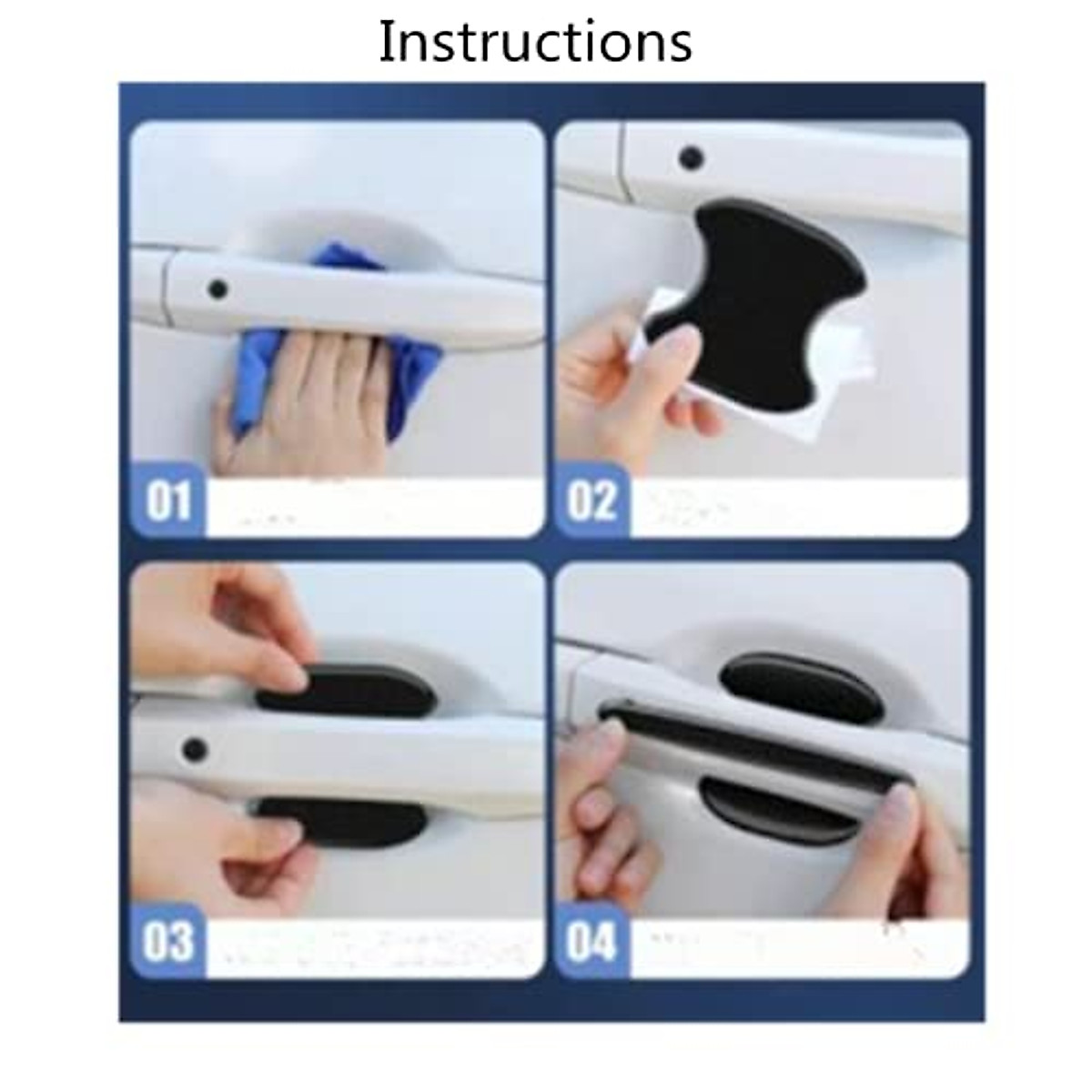 HUARXUNEG 8pcs Car Door Handle Scratched Protective Film Side Stick Scratched Door Protector Film Car Door Handle Reflective Strip Sticker Suitable for Most Car Models Black Honeycomb Pattern