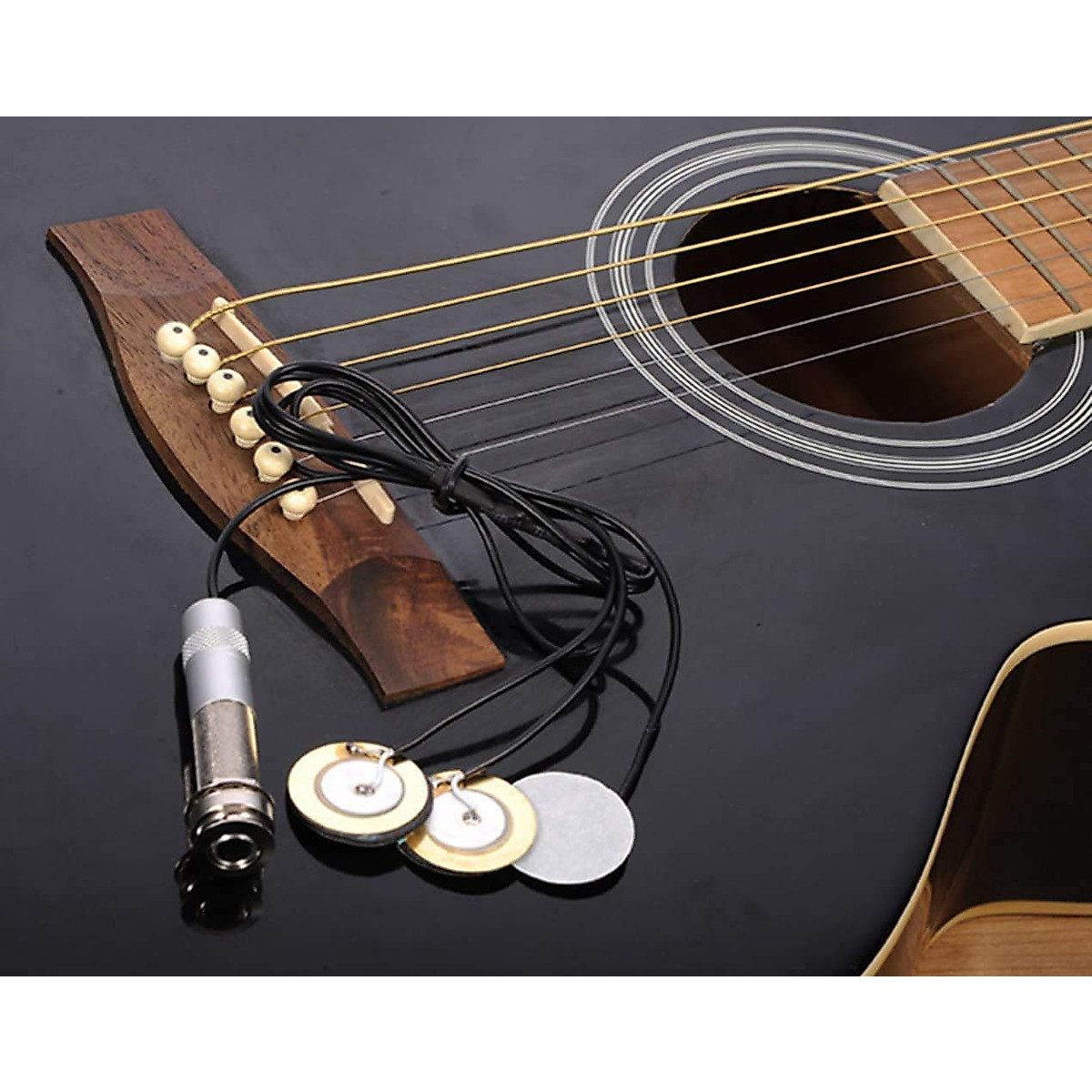 6.35mm Musical Instruments Pickups Piezo Microphone Contact 3 in 1 Self-adhesive Transducer Endpin Jack 1/4" for Guitar Violin Ukulele