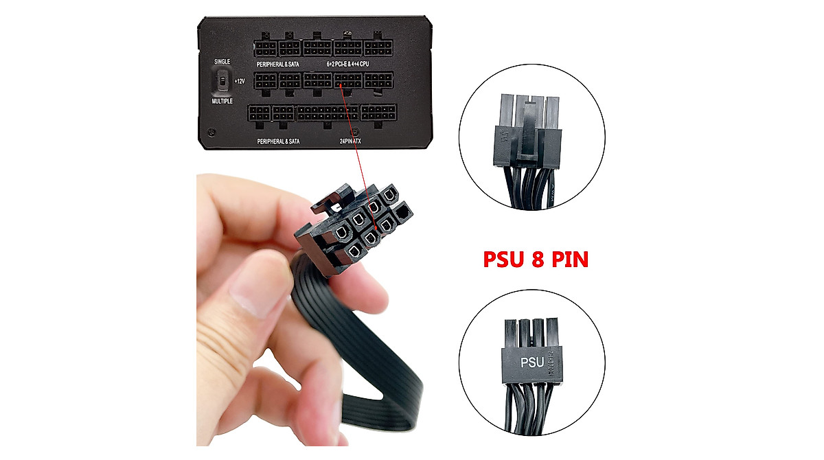Certusfun 8 Pin to Dual 6+2 Pin PCIE Cable - 65CM