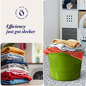 HOMZ 17-Gallon Indoor Outdoor Storage Bucket w/Rope Handles for Sports Equipment, Party Cooler, Gardening, Toys and Laundry, Bold Lime Green (4 Pack)