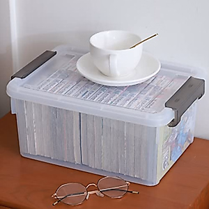 Citylife 4 Packs 7.4 QT Plastic Storage Bins with Lids Stackable Storage Containers for Organizing Large Multi-Purpose Shoe Box, Clear White