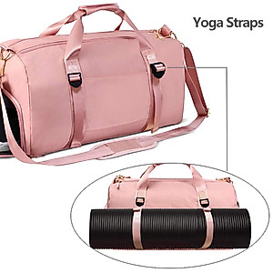 Sports Gym Bag with Wet Pocket & Shoes Compartment, Travel Duffel Bag for Men and Women Lightweight (pink) Large