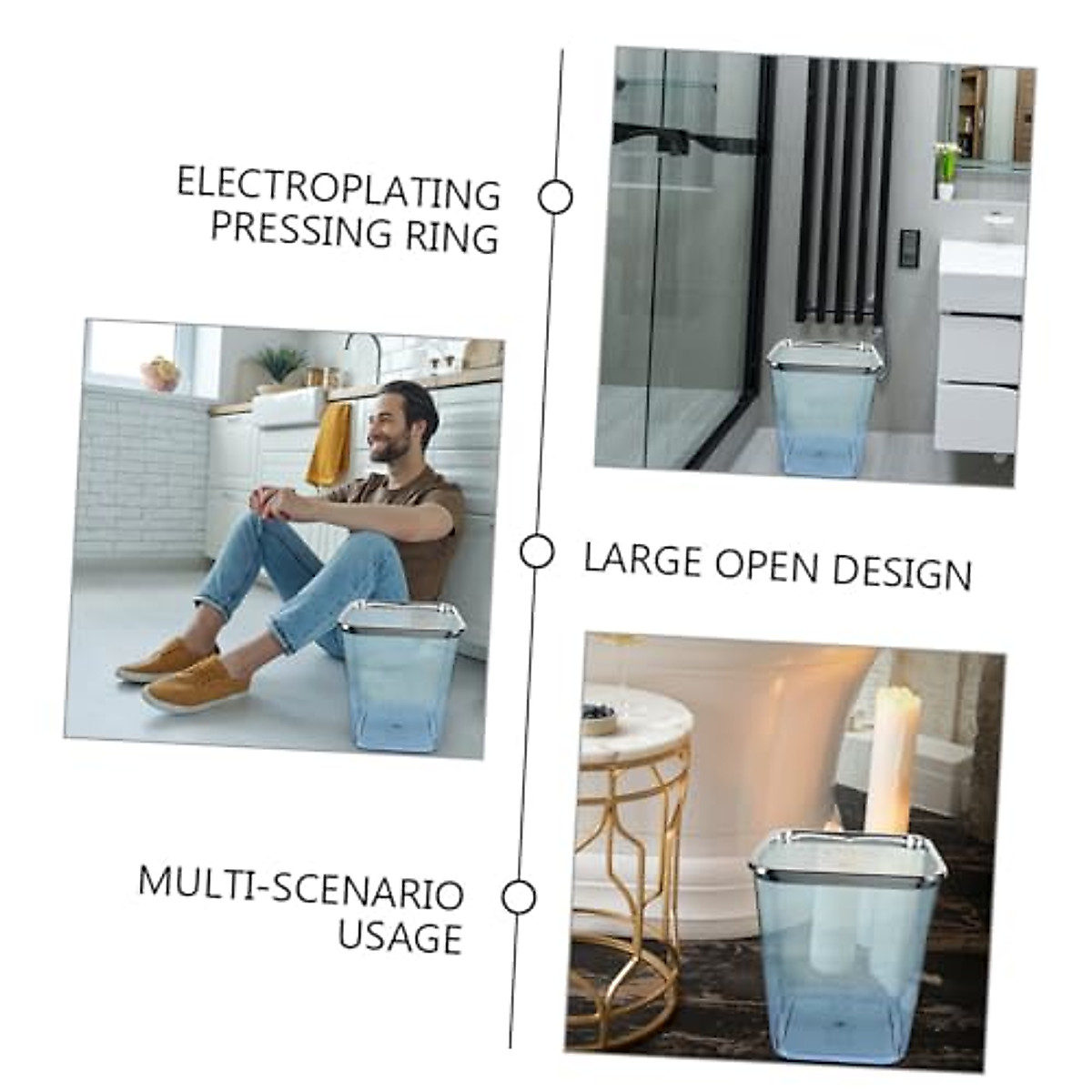 Transparent Trash Can Trash Bin Waste Basket for Kitchen Garbage Can for Office Portable Trash Can Household Trash Can Wastebasket Kitchen Garbage Can Plastic Trash Cans Waste Bins