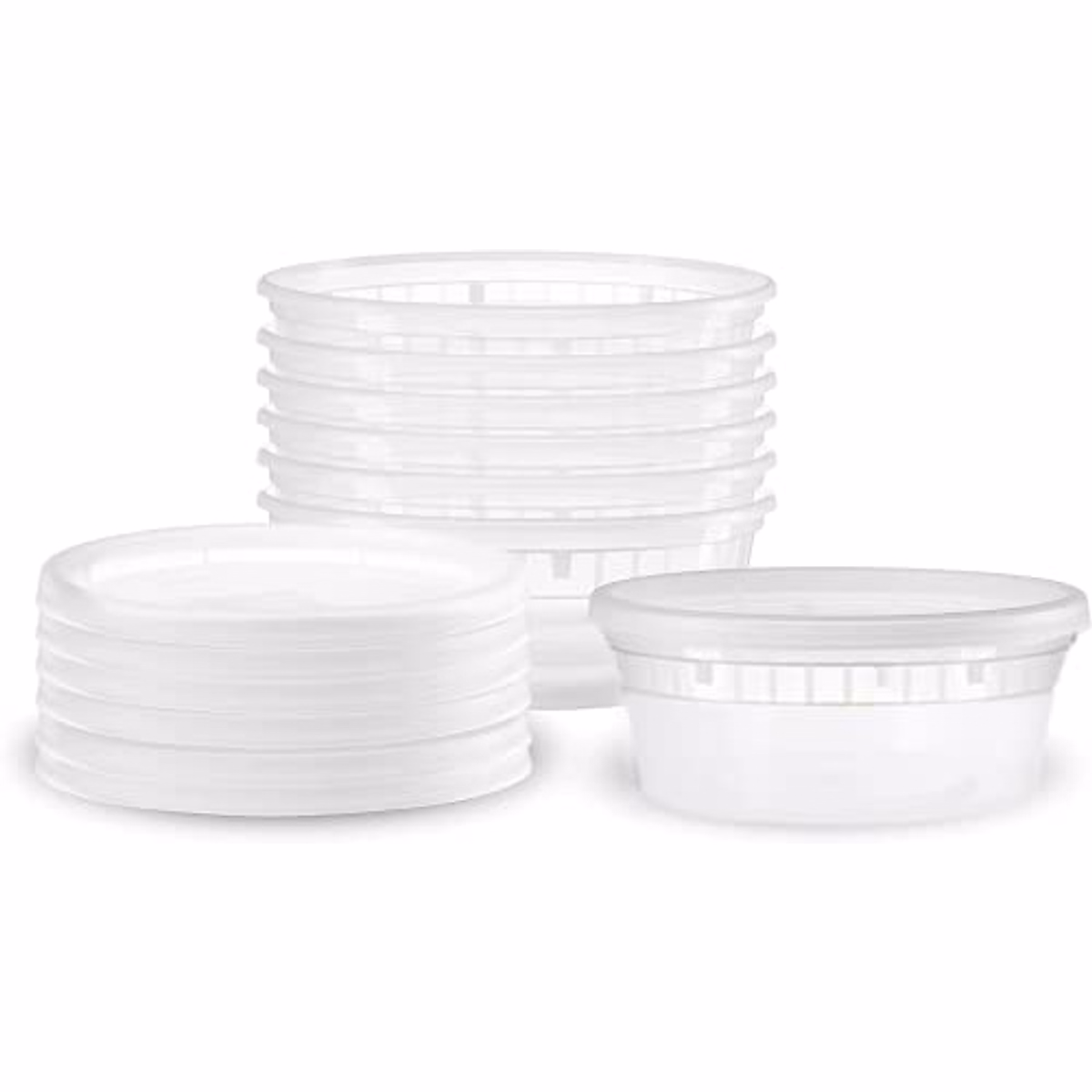 Kosherific Premium Plastic Food and Deli Storage Containers With Airtight Lids 8oz (12 Count) | Stackable, Freezer Safe, Leakproof