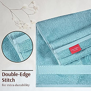 TEXTILOM 100% Turkish Cotton 6 Pcs Bath Towel Set, Luxury Bath Towels for Bathroom, Soft & Absorbent Bathroom Towels Set (2 Bath Towels, 2 Hand Towels, 2 Washcloths)- Aqua