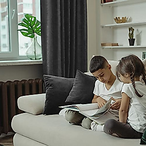 BGment Grey Velvet Blackout Curtains for Living Room, 84 inches Long Thermal Insulated Curtains Noise Reduce Back Tab and Rod Pocket Luxury Panels for Bedroom, 2 Panels, 52 x 84 Inch