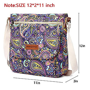 Malirona Canvas Crossbody Bags for Women Travel Messenger Purse Shoulder Bag Satchel Floral Pattern (Purple Flower)
