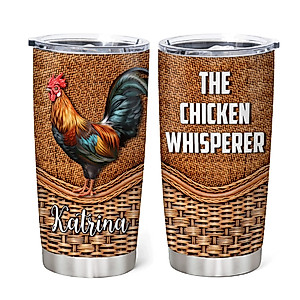 Hyturtle Personalized Chicken Tumbler Gifts for Chicken Lovers - Chicken Birthday Gifts for Women - Chicken Whisperer Tumbler - Rooster Tumbler - Custom Name 20oz Insulated Stainless Steel Tumbler