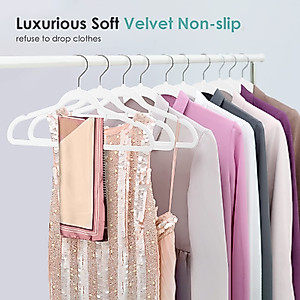 DUDUCOFU Velvet Hangers Non Slip Felt Hangers, 30 Pack White Velvet Hangers Clothes Hangers Space Saving Slim Hangers with 360 Degree Swivel Hook for Suits Coats, Jackets, Pants, and Dress Clothes
