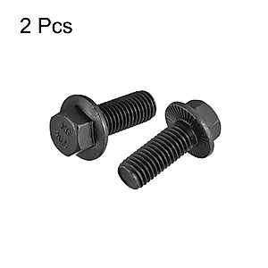 uxcell M14-2x35mm Hex Serrated Flange Bolts 10.9 Grade Carbon Steel Screws 2pcs