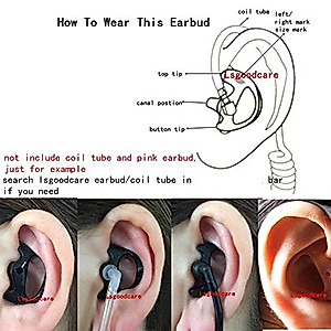 Replacement Earmold Earbud (Left and Right Ear) for Two Way Radio Acoustic Coil Tube Earpiece - Open Ear Insert Earmould Earbuds Black, Medium, Soft Silicone Material, 10 Pairs, Lsgoodcare