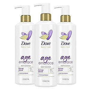 Dove Body Love Body Cleanser Age Embrace 3 Count For Maturing Skin Body Wash with Peptides and Pure Glycerin 17.5 fl oz